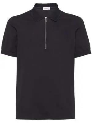 FERRAGAMO Logo-embroidered Cotton Polo Shirt - Black