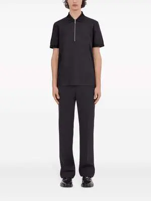 FERRAGAMO Logo-embroidered Cotton Polo Shirt - Black