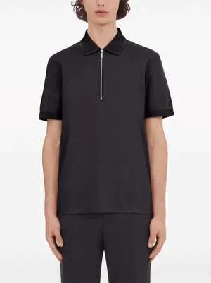 FERRAGAMO Logo-embroidered Cotton Polo Shirt - Black