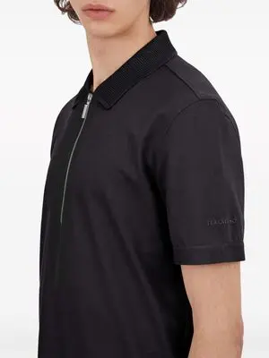 FERRAGAMO Logo-embroidered Cotton Polo Shirt - Black