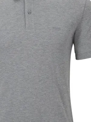 BOSS Logo-embroidered Mélange-effect Organic-cotton Polo Shirt - Grey