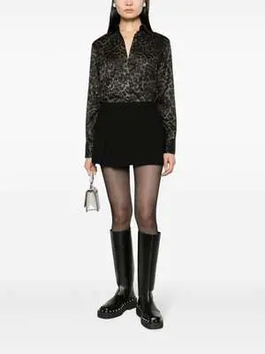 BLANCA VITA Leopard-print Satin Shirt