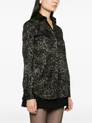 BLANCA VITA Leopard-print Satin Shirt