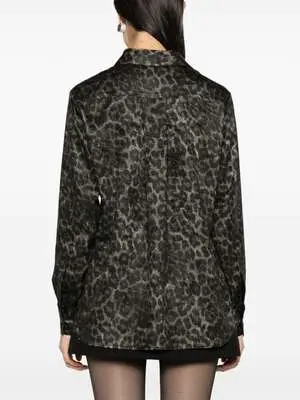 BLANCA VITA Leopard-print Satin Shirt