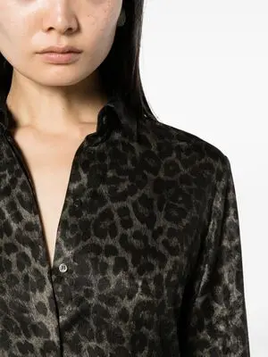 BLANCA VITA Leopard-print Satin Shirt