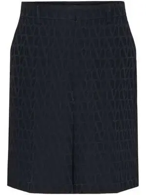 Valentino Garavani Toile Iconographe Silk Bermuda Shorts - Black