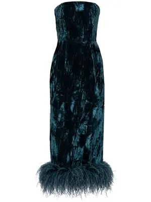 16Arlington Minelli Feather-trimmed Midi Dress