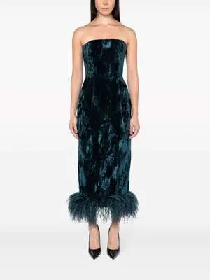 16Arlington Minelli Feather-trimmed Midi Dress