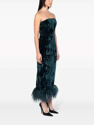 16Arlington Minelli Feather-trimmed Midi Dress