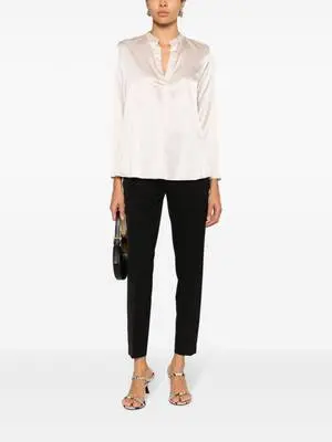 BLANCA VITA V-neck Silk Blouse