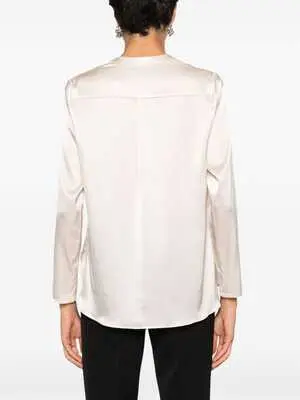 BLANCA VITA V-neck Silk Blouse
