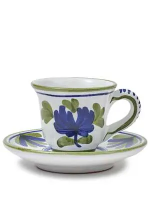 CABANA Blossom Ceramic Espresso Cup And Saucer - Blue