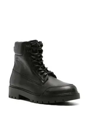 Calvin Klein Logo-patch Leather Ankle Boots
