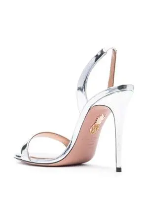 AQUAZZURA So Nude 110mm Leather Sandals - Silver