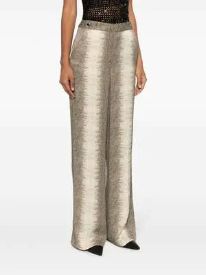 TWINSET Lizard-skin Effect Satin Trousers