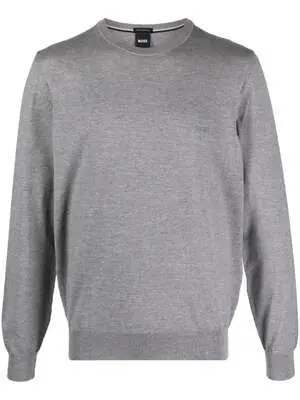 BOSS Fine-knit Virgin Wool Jumper - Grey