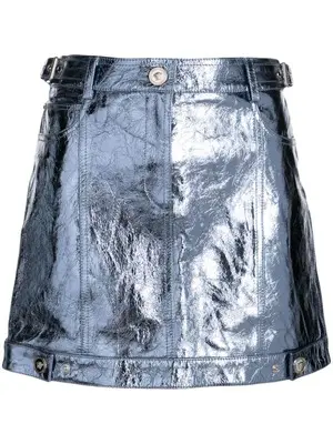Versace X Dua Lipa Metallic Leather Miniskirt