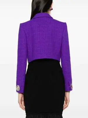Moschino Crystal-embellished Wool-blend Cropped Jacket