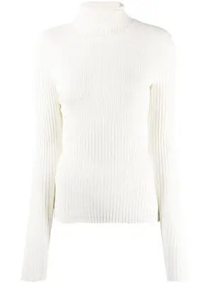 ANDREĀDAMO Ribbed-knit Hoodie Top
