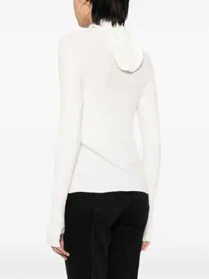 ANDREĀDAMO Ribbed-knit Hoodie Top