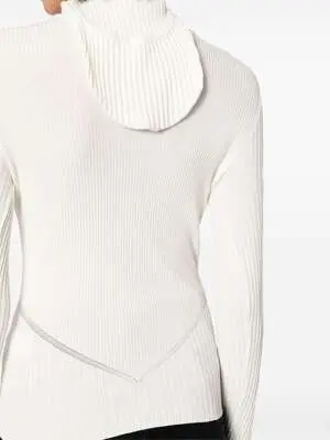ANDREĀDAMO Ribbed-knit Hoodie Top