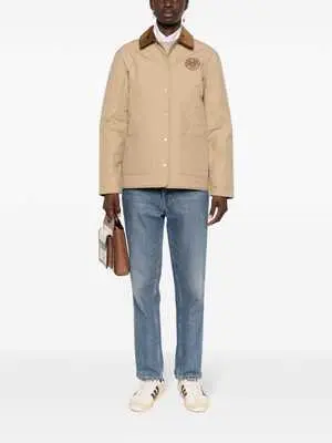 SPORTY & RICH Logo Embroidered Diamond-quilted Jacket - Neutrals