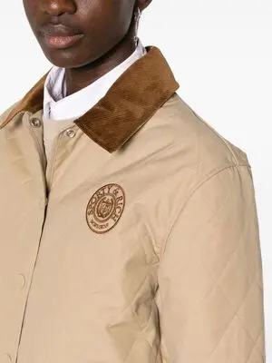 SPORTY & RICH Logo Embroidered Diamond-quilted Jacket - Neutrals