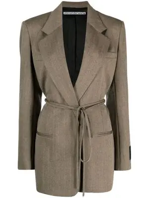 Alexander Wang Herringbone Wrap Wool Blazer