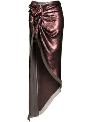 Rick Owens Edfu Sequinned Maxi Skirt - Brown