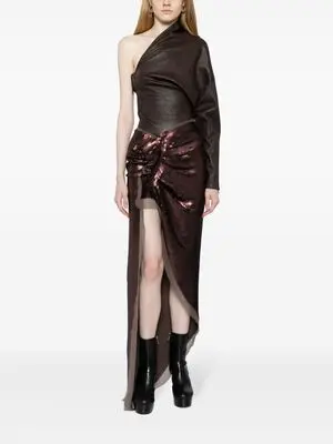 Rick Owens Edfu Sequinned Maxi Skirt - Brown