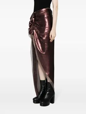 Rick Owens Edfu Sequinned Maxi Skirt - Brown
