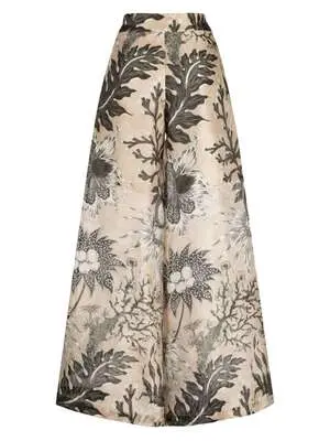 Biyan Floral-print High-waist Palazzo Trousers - Brown