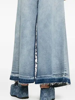 Natasha Zinko Logo-patch Frayed-edge Denim Skirt