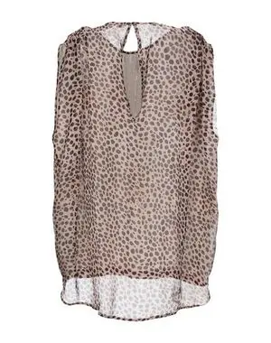 L' AUTRE CHOSE Silk Animal Print Top - Sand