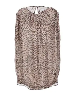 L' AUTRE CHOSE Silk Animal Print Top - Sand