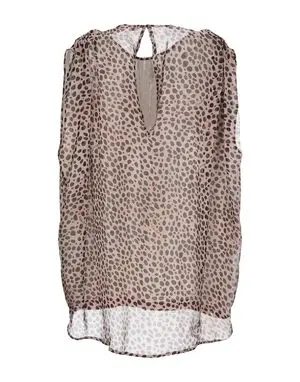 L' AUTRE CHOSE Silk Animal Print Top - Sand