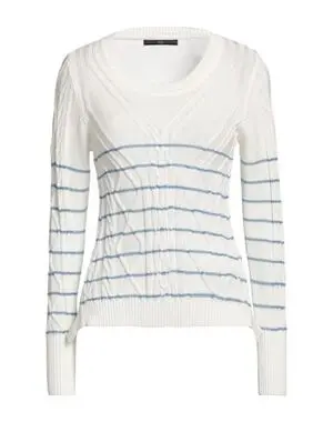 High Cotton-blend Striped Sweater - White