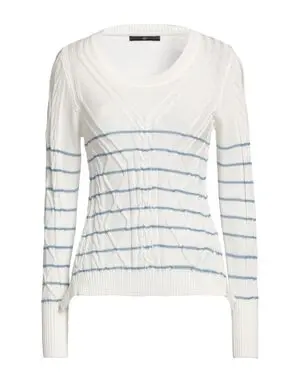 High Cotton-blend Striped Sweater - White