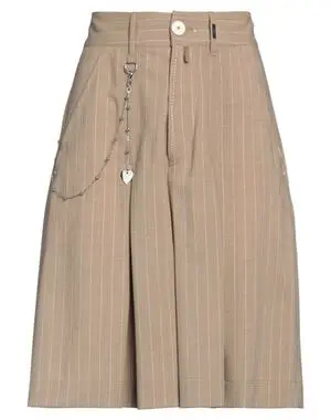 High Pinstriped Wide-leg Shorts - Beige