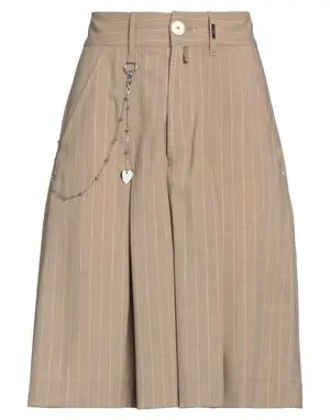 High Pinstriped Wide-leg Shorts - Beige