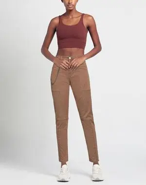High Tapered Gabardine Pants - Brown