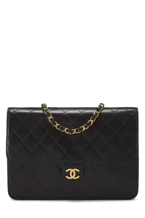 Chanel Quilted Lambskin Ex Flap Medium Shoulder Bag - Black