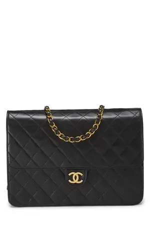 Chanel Quilted Lambskin Ex Flap Medium Shoulder Bag - Black