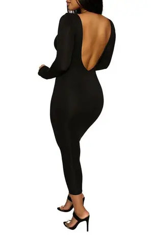 Naked Wardrobe Timeless Long Sleeve Body-con Midi Dress