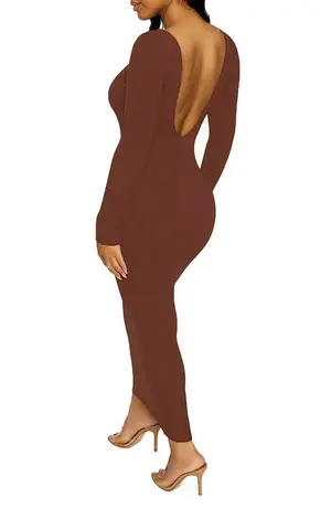 Naked Wardrobe Timeless Long Sleeve Body-con Midi Dress