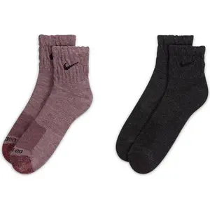 Nike Everyday Cushion Ankle Socks 2 Pack - Burgundy/black