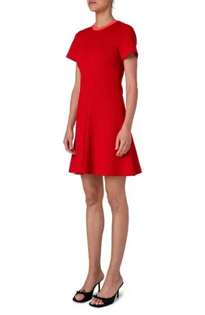 Akris Tipped Neckline Stretch Jersey Dress