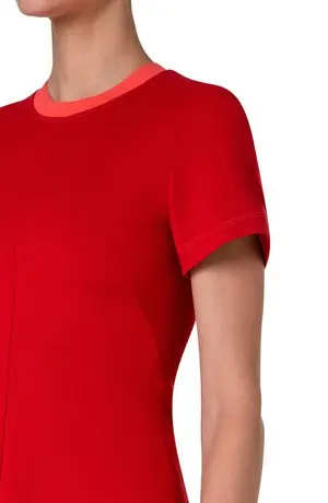 Akris Tipped Neckline Stretch Jersey Dress