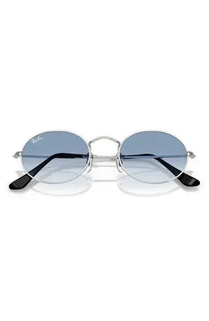 Ray-ban 51mm Gradient Oval Sunglasses - Silver