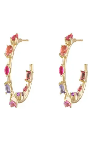 EDEN PRESLEY Mini Goddess Sapphire Hoop Earrings - Pink